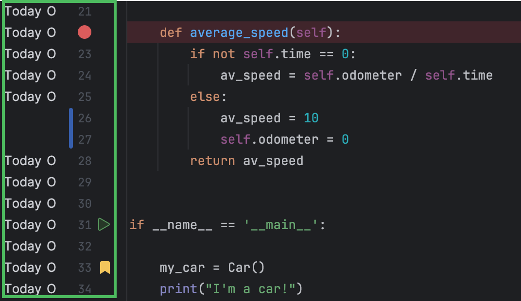 Editor gutter | PyCharm Documentation