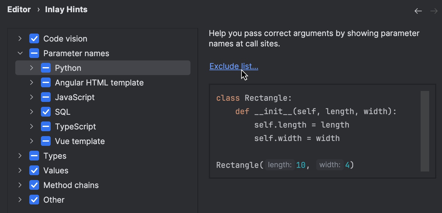 Inlay Hints | PyCharm Documentation