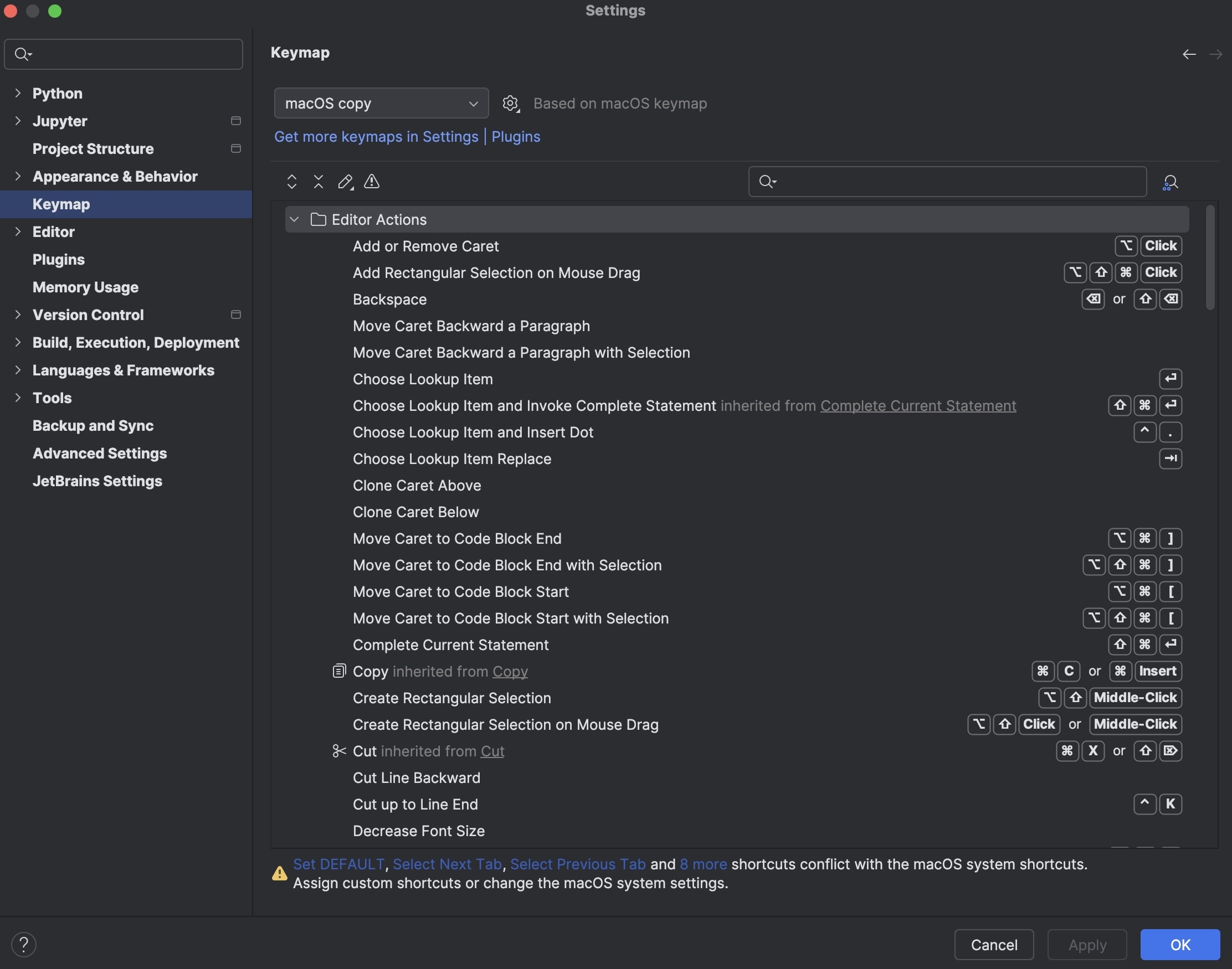 Configure keyboard shortcuts | PyCharm Documentation