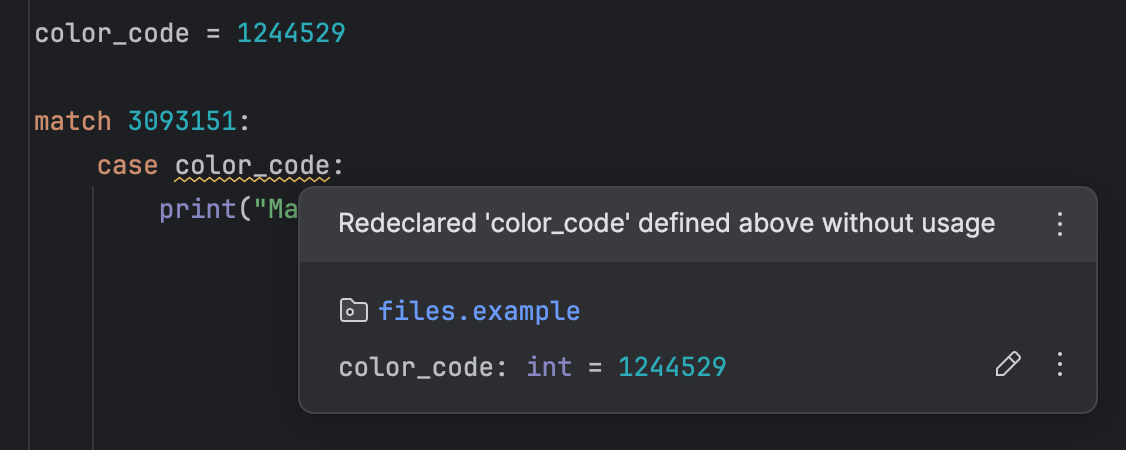 Pattern matching | PyCharm Documentation