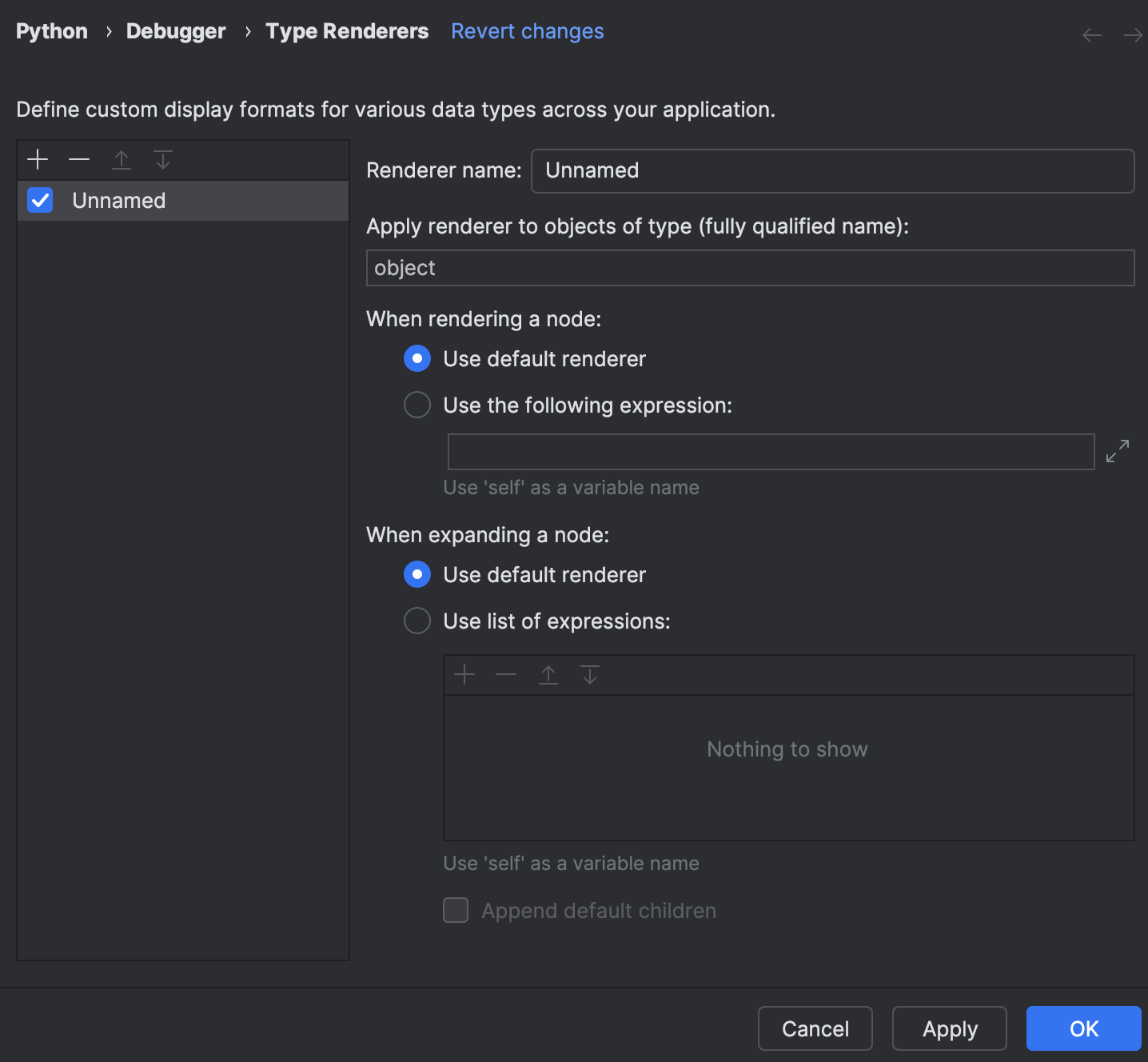 Configure type rendering | PyCharm Documentation