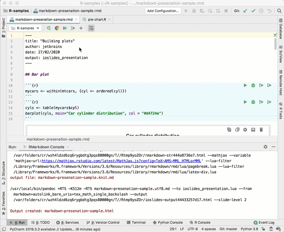 Work with R Markdown | DataSpell Documentation