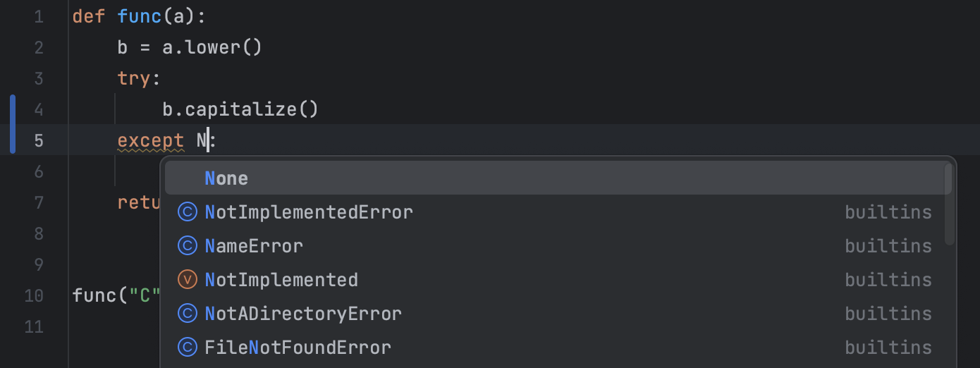 Advanced completion | PyCharm Documentation