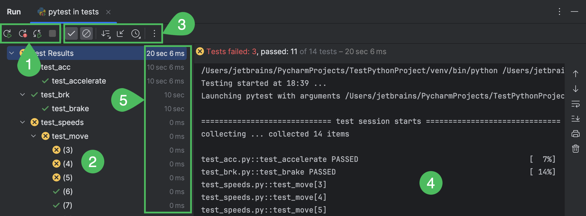 Monitor and manage tests | PyCharm Documentation