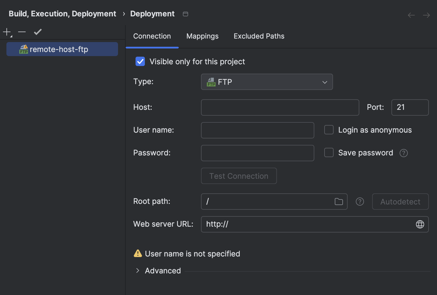 创建远程服务器配置 | IntelliJ IDEA 文档