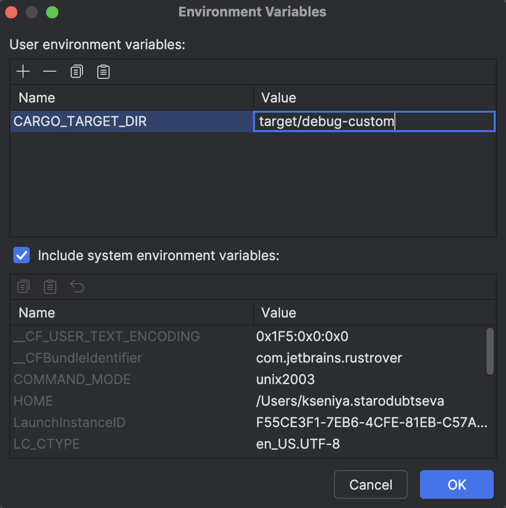 Set environment variables | RustRover Documentation