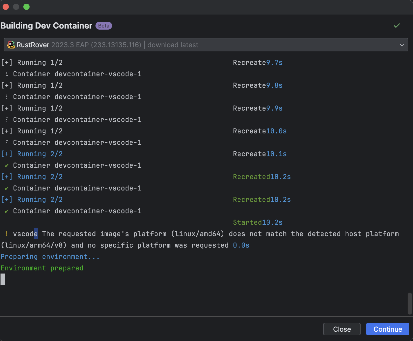 Start Dev Container inside IDE | RustRover Documentation