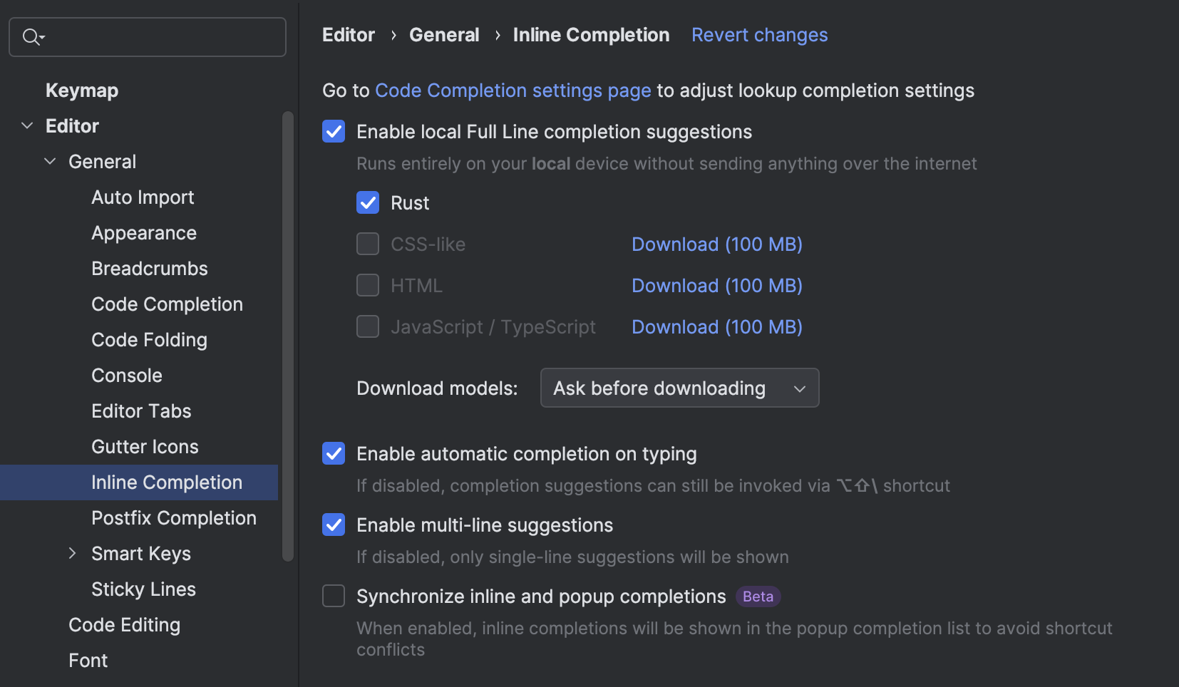 Full Line code completion | RustRover Documentation