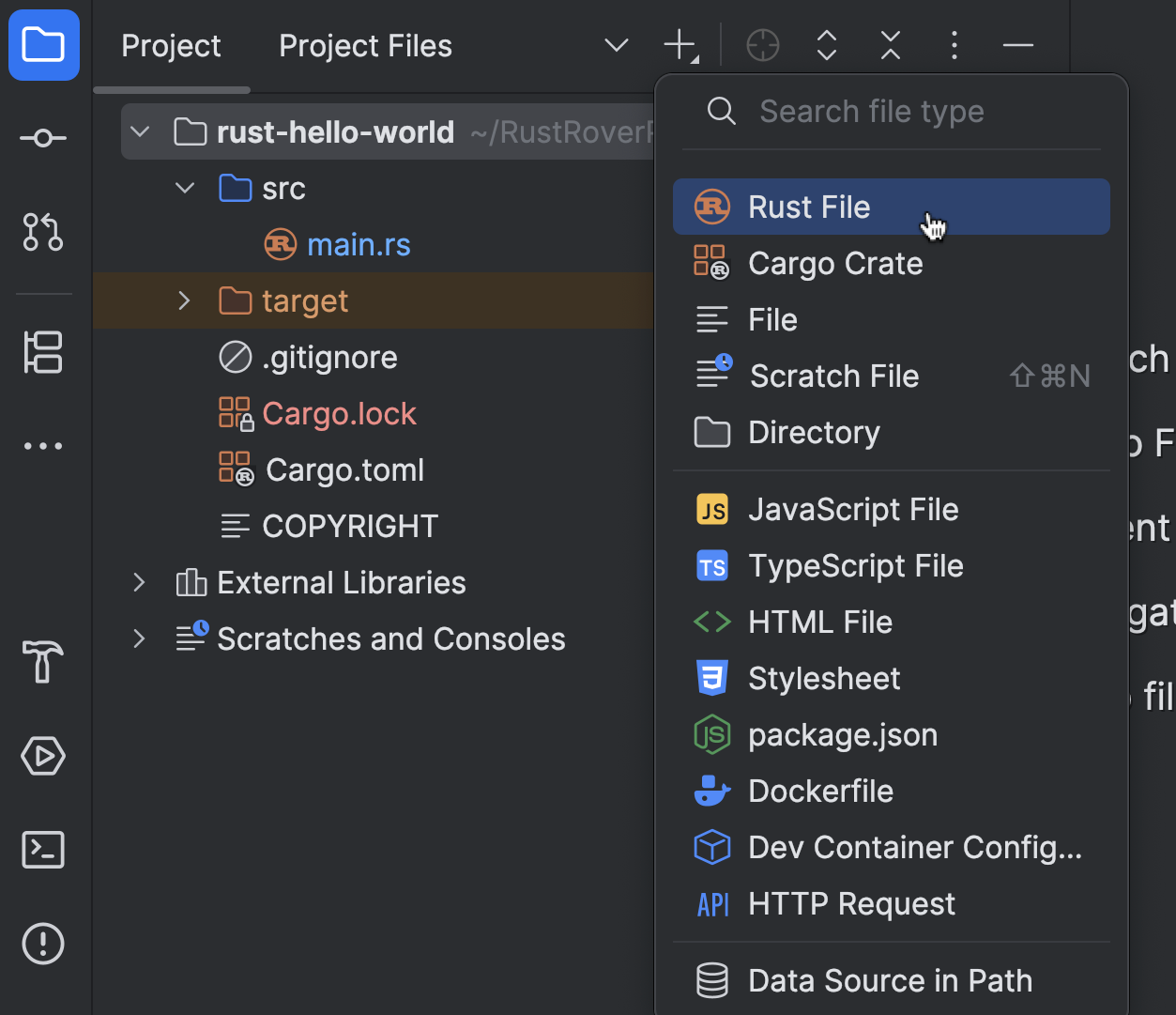 Add new items to Cargo projects | RustRover Documentation