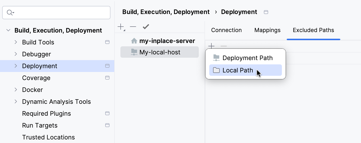 Exclude files and folders from upload/download | RustRover Documentation