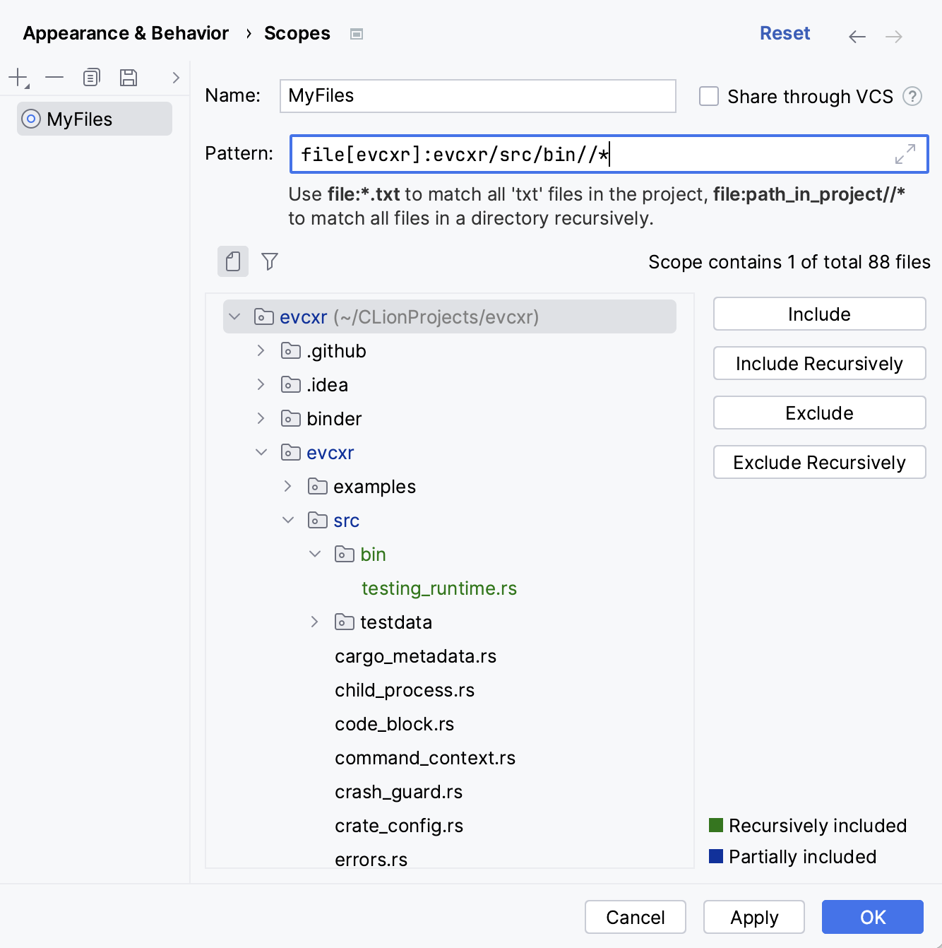 Scopes and file colors | RustRover Documentation