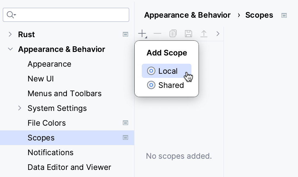 Scopes and file colors | RustRover Documentation