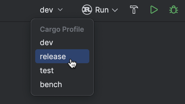Switch Cargo profiles | RustRover Documentation