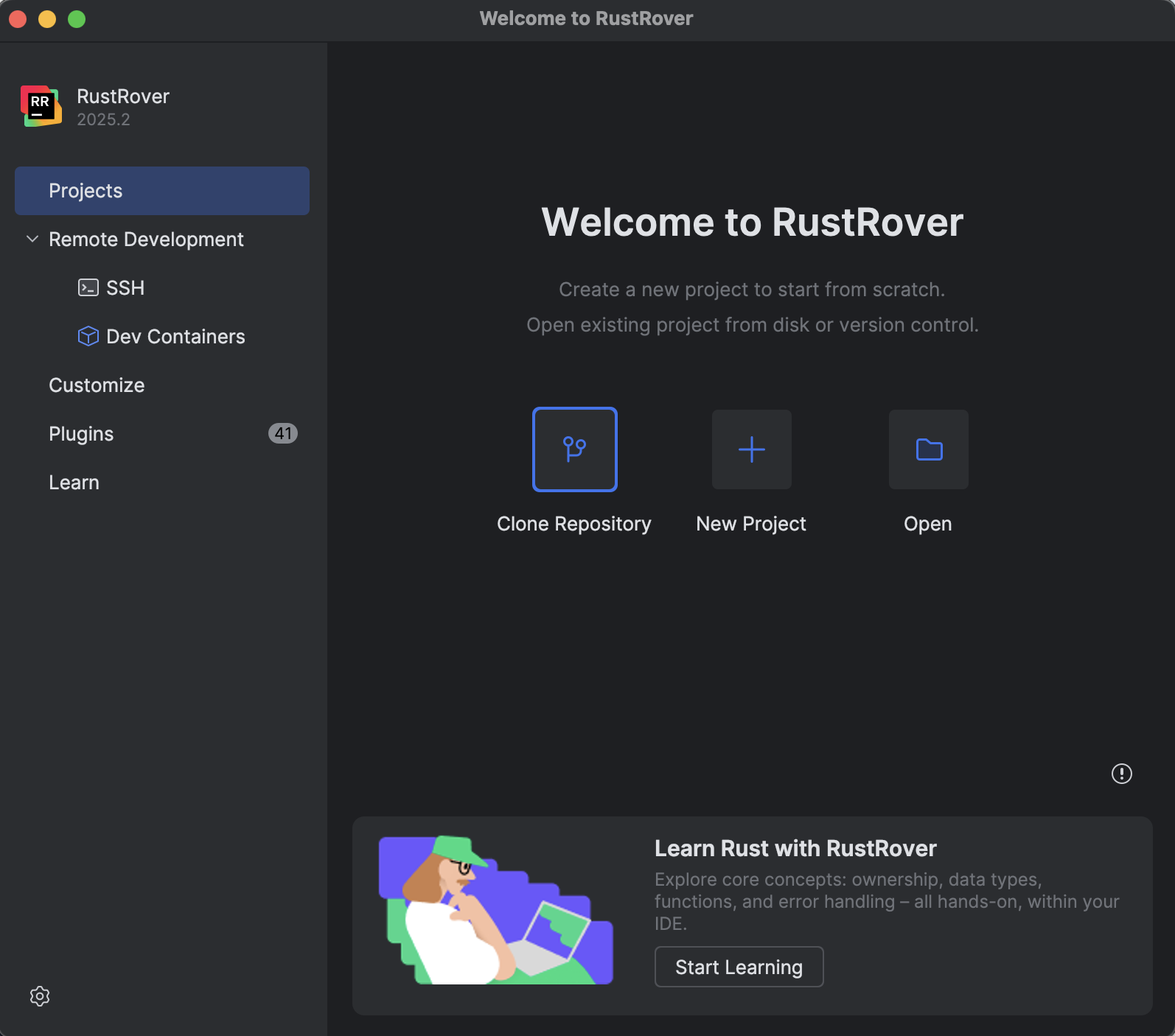Run RustRover for the first time | RustRover Documentation