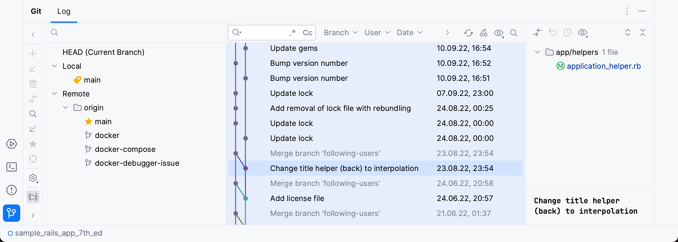 Manage Git branches | RubyMine Documentation