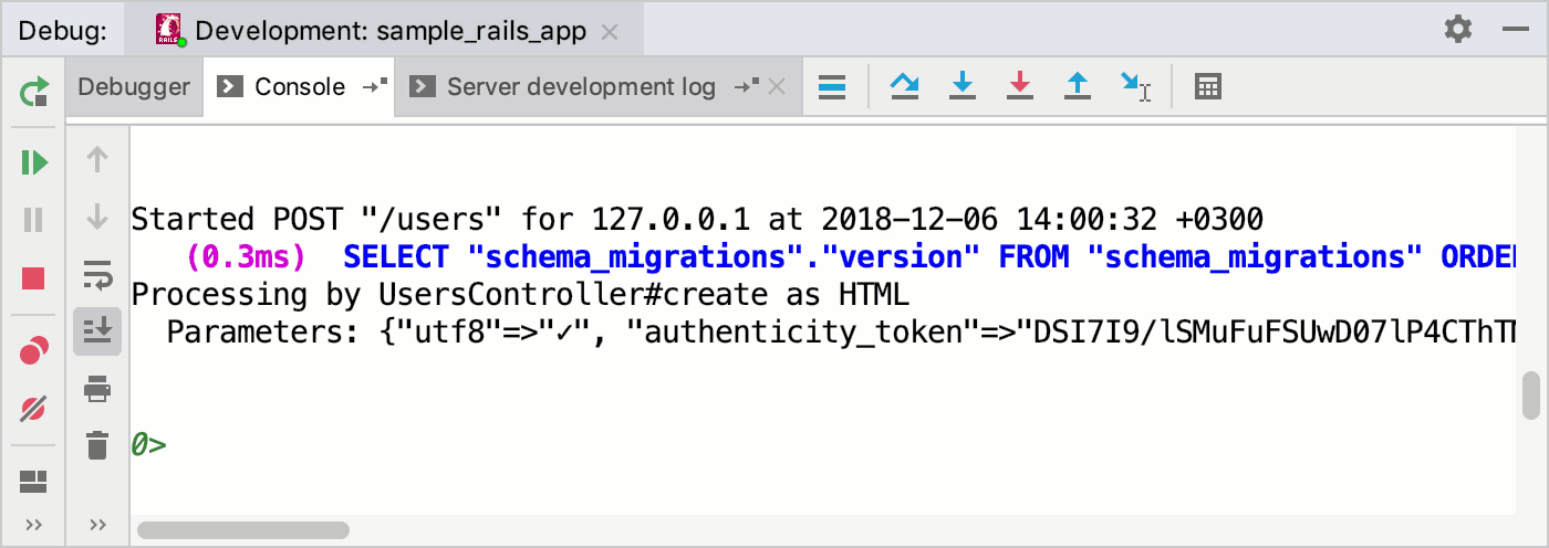 Debug console | RubyMine Documentation