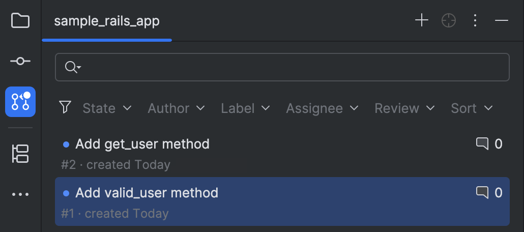 GitHub プルリクエストを操作する | RubyMine ドキュメント