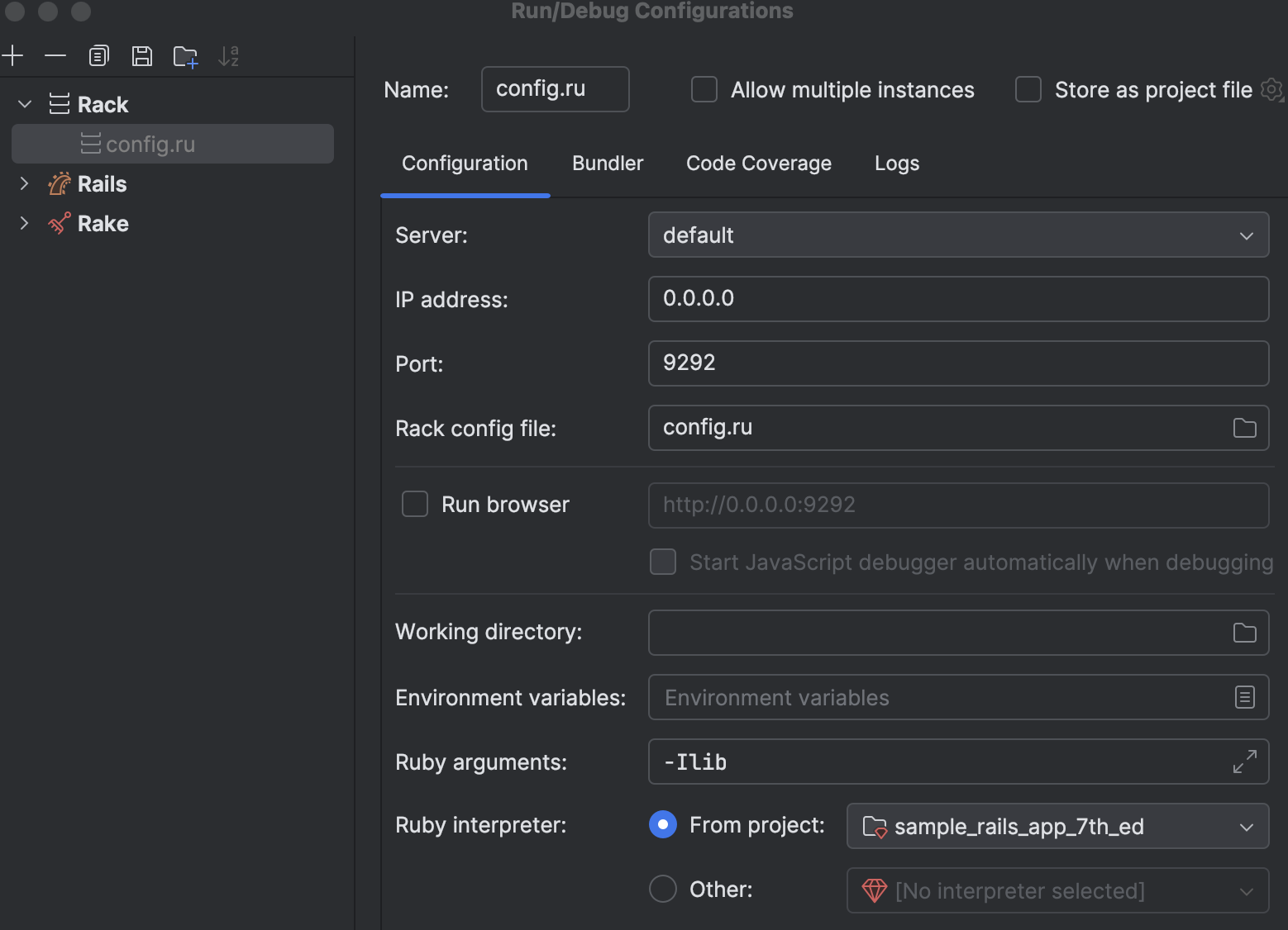 Run Rack applications | RubyMine Documentation