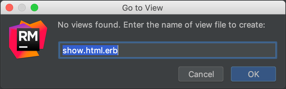 Create Rails Application Elements Rubymine Documentation