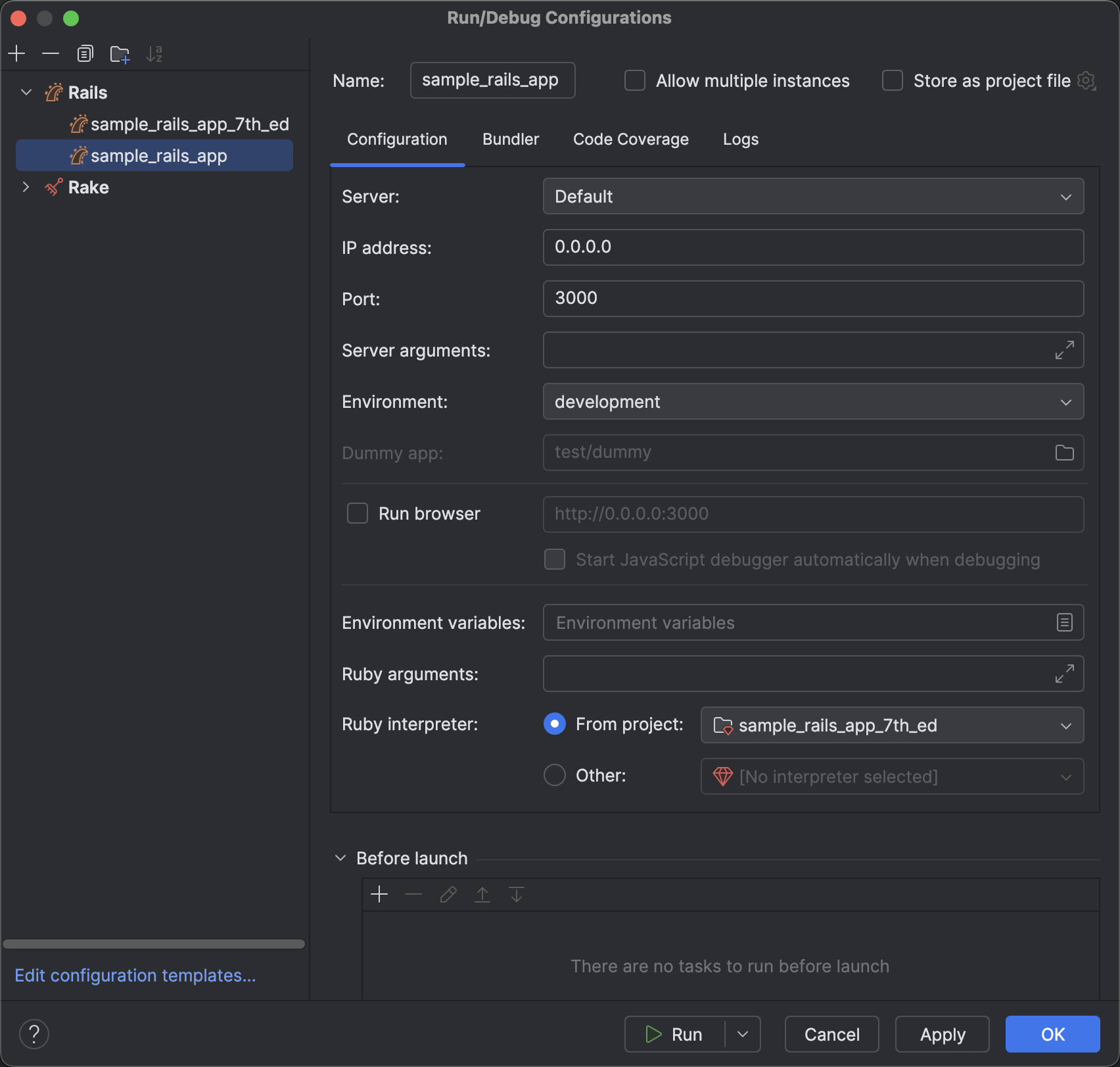 Run Rails applications | RubyMine Documentation