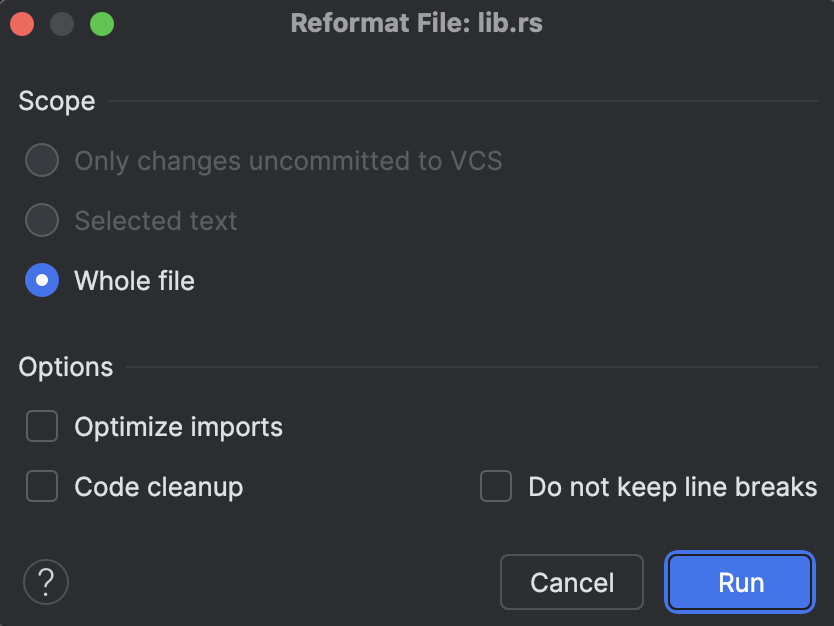 Rustfmt | RustRover Documentation