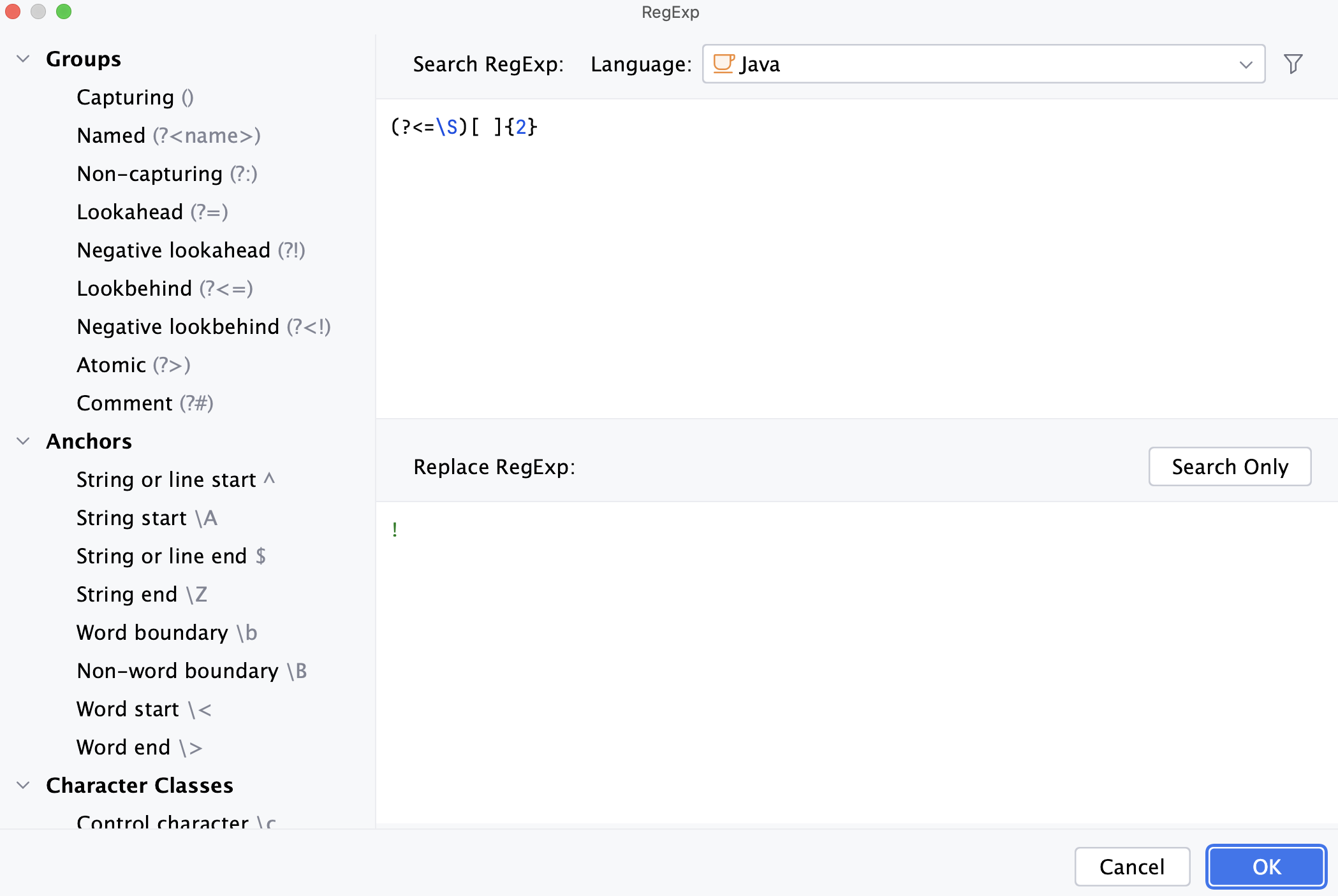 Regex search and replace inspections | IntelliJ IDEA Documentation