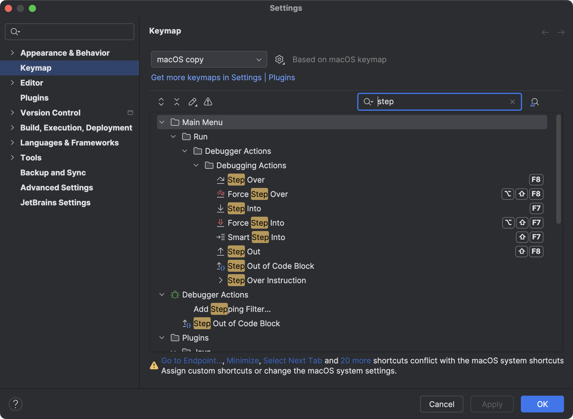 Troubleshooting problems with keyboard shortcuts | IntelliJ IDEA Documentation