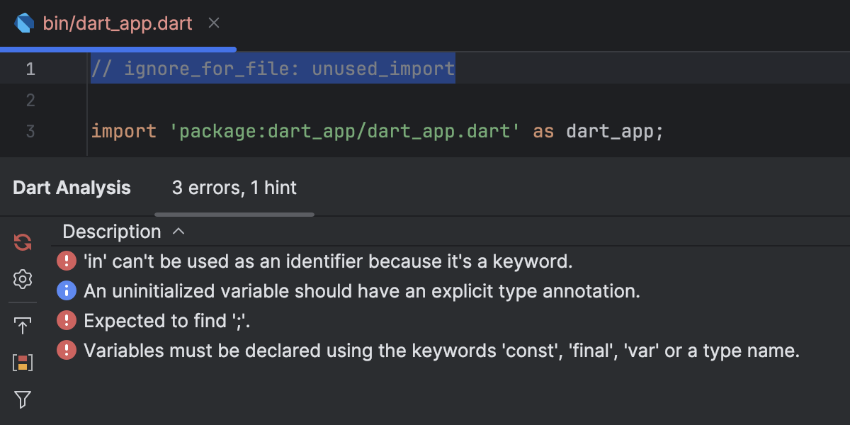 Dart Analysis tool window | IntelliJ IDEA Documentation
