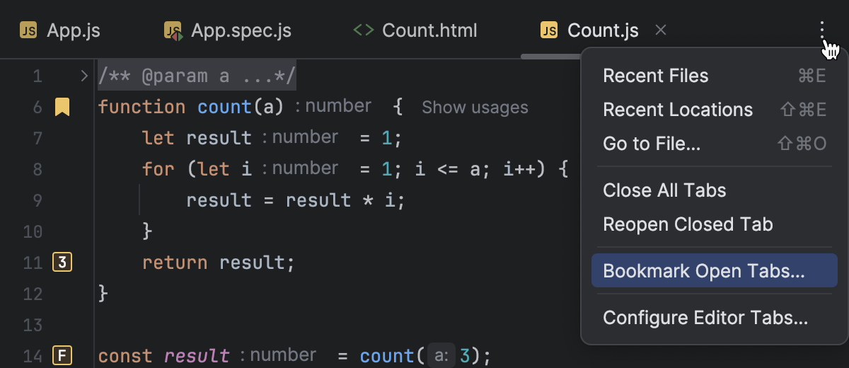 Bookmarks | WebStorm Documentation
