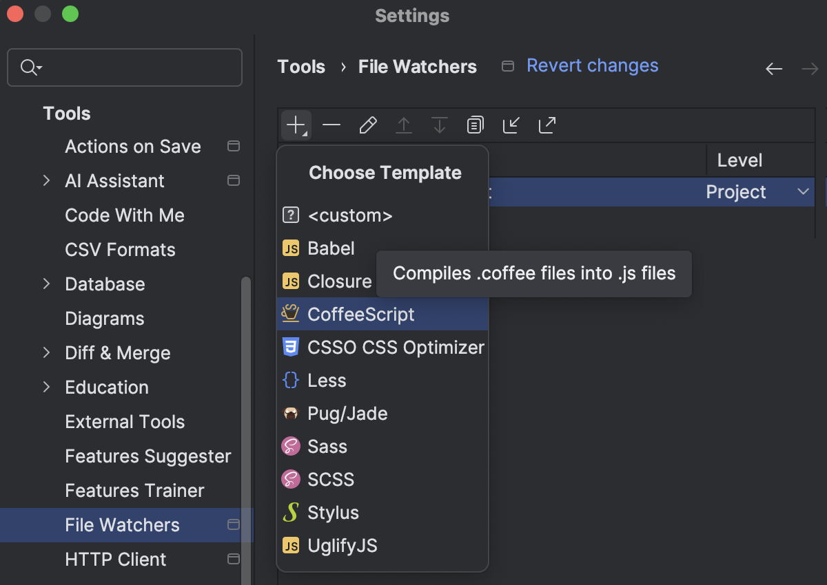 File Watchers | IntelliJ IDEA 文档