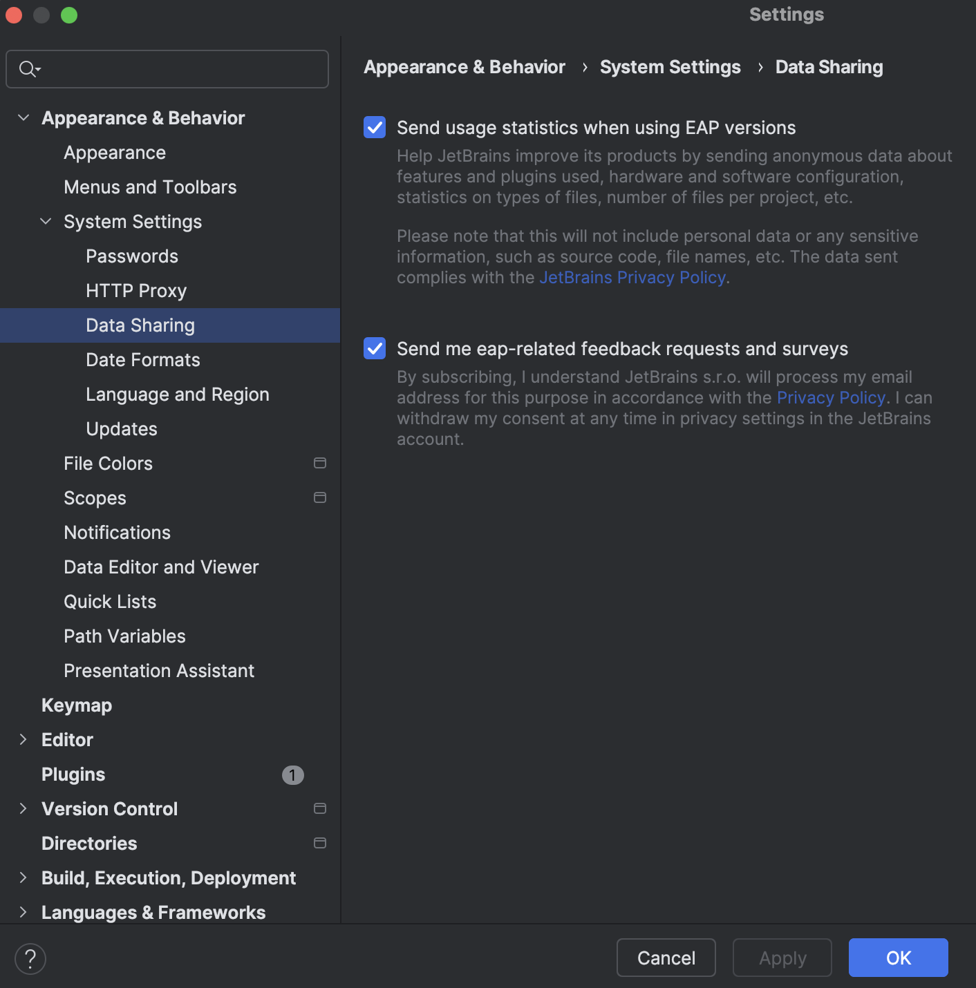 Data Sharing | WebStorm Documentation