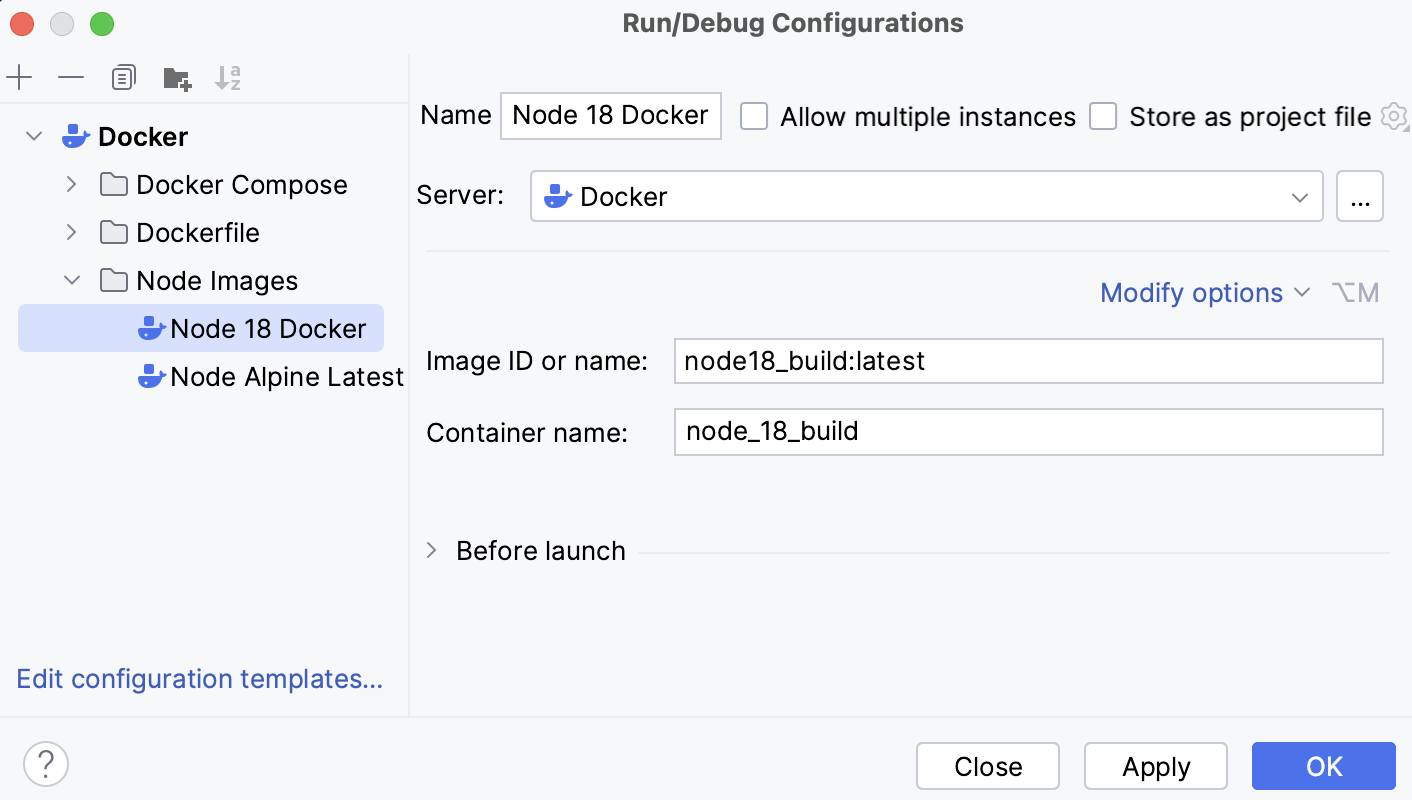Docker Image run configuration | WebStorm Documentation