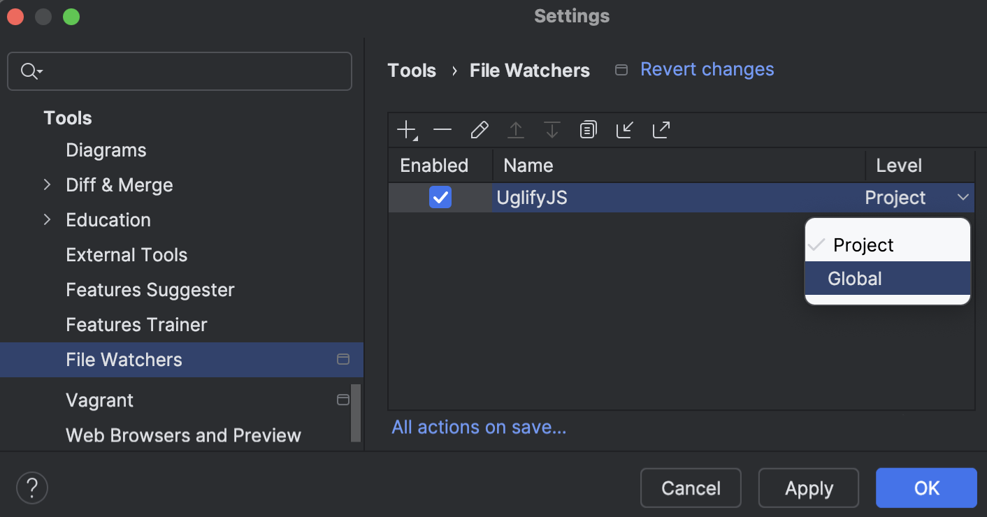 File Watchers | IntelliJ IDEA 文档