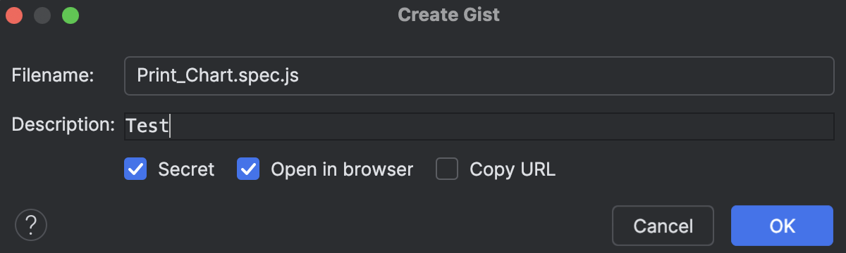 Share code with GitHub gists | WebStorm Documentation