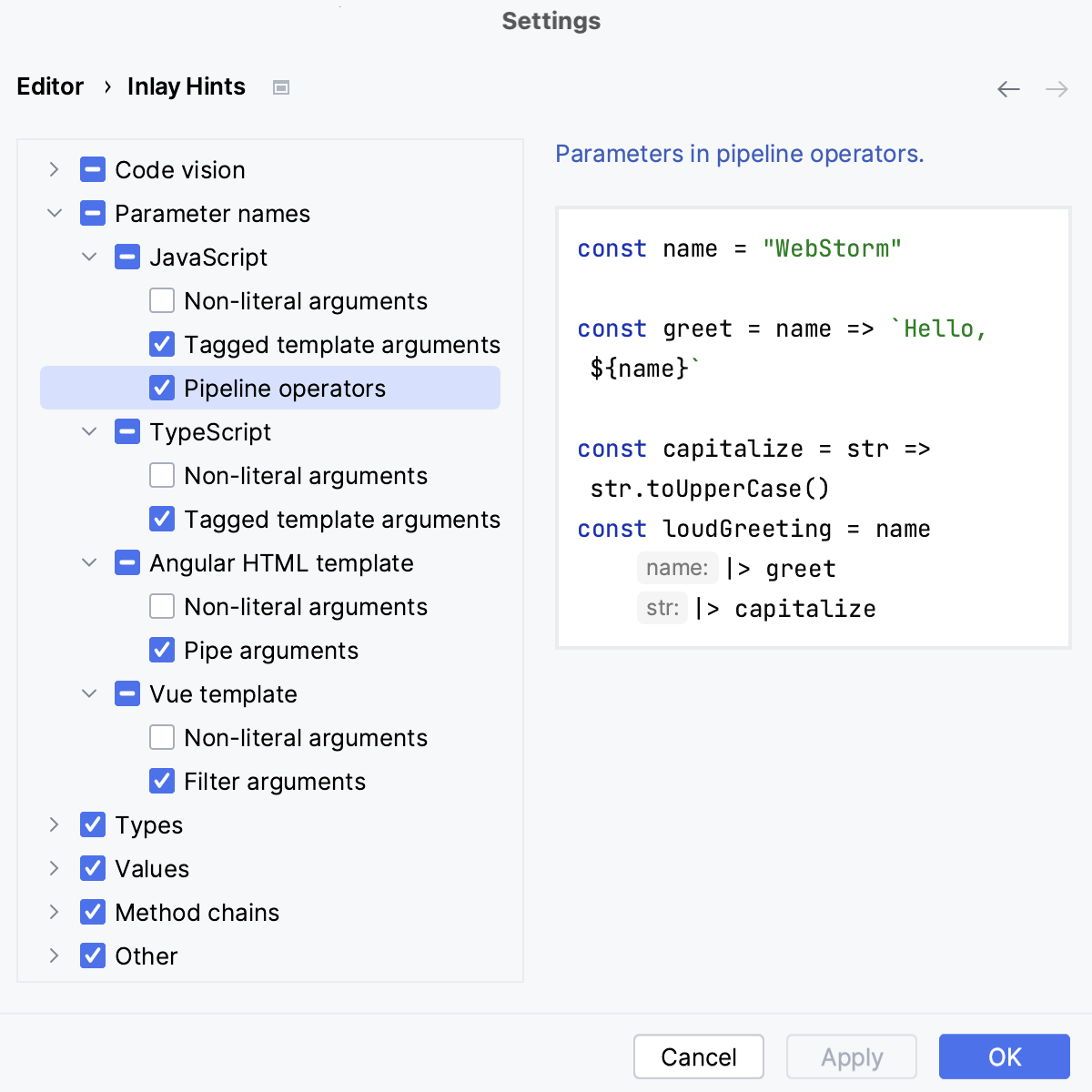Inlay Hints | WebStorm Documentation