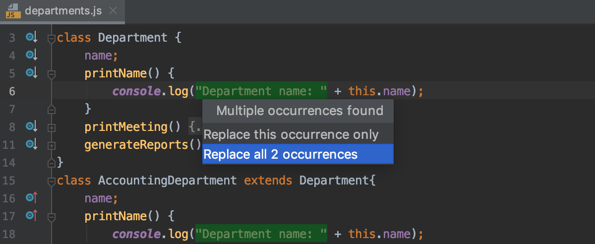Refactoring JavaScript | PyCharm Documentation