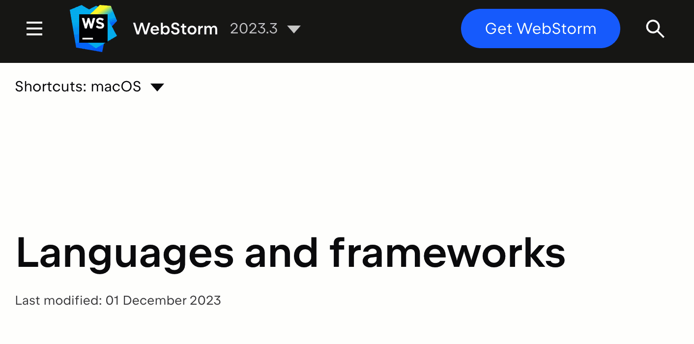 Languages and frameworks | WebStorm Documentation
