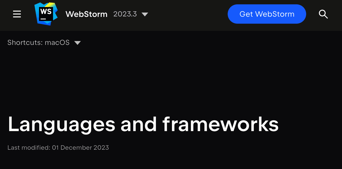 Languages and frameworks | WebStorm Documentation