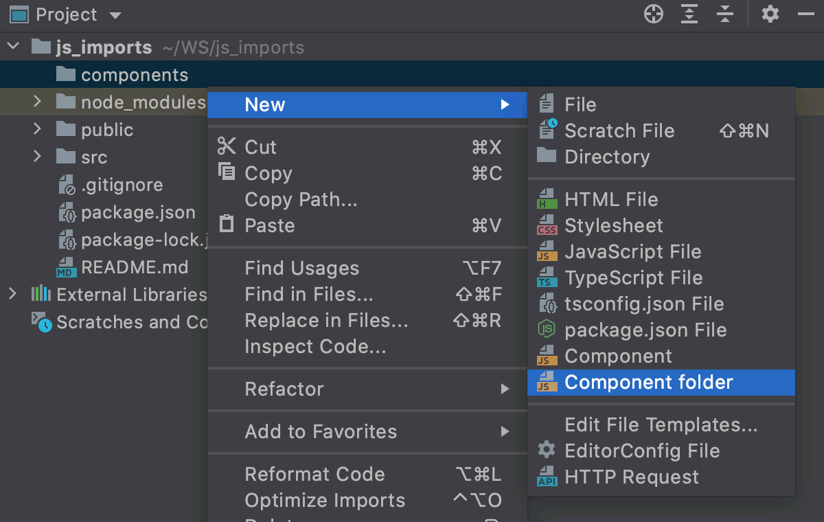 Templates with multiple files | WebStorm Documentation