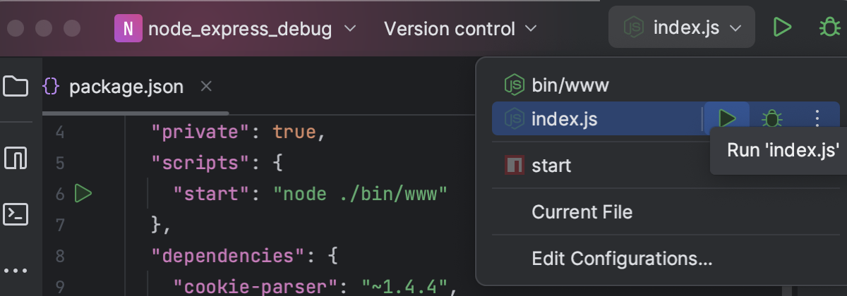 运行与调试 Node.js | WebStorm 文档