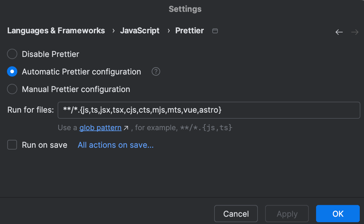 Prettier | PyCharm Documentation