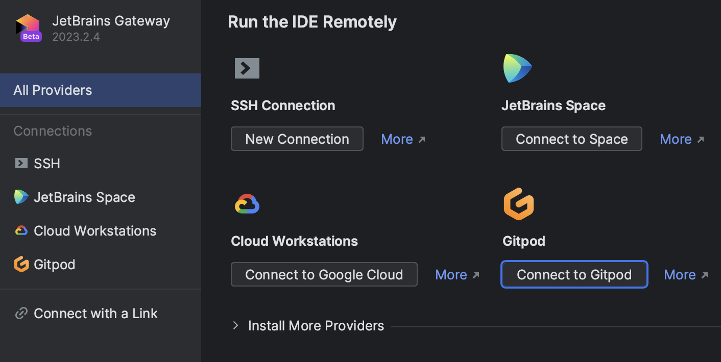 连接并使用 JetBrains Gateway | WebStorm 文档