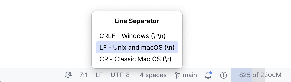 Configuring line separators | WebStorm Documentation