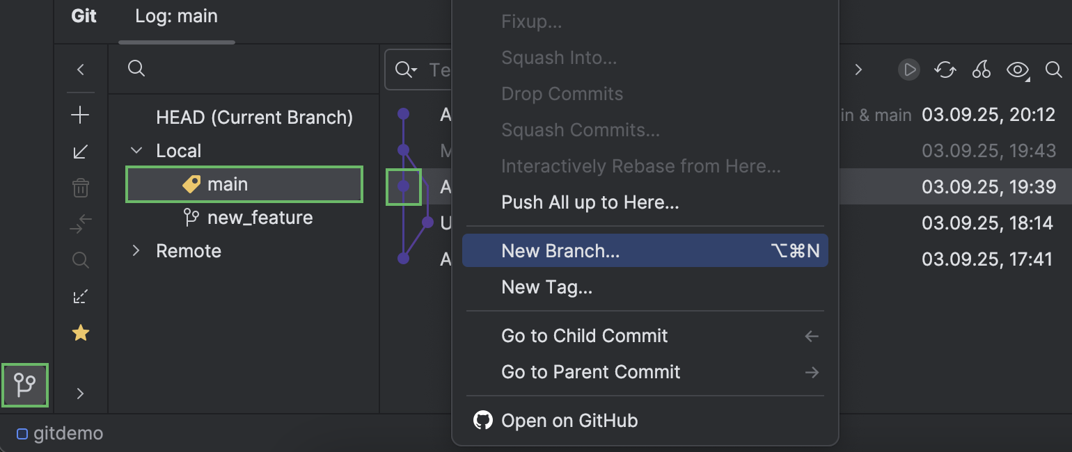 Manage Git branches | PyCharm Documentation