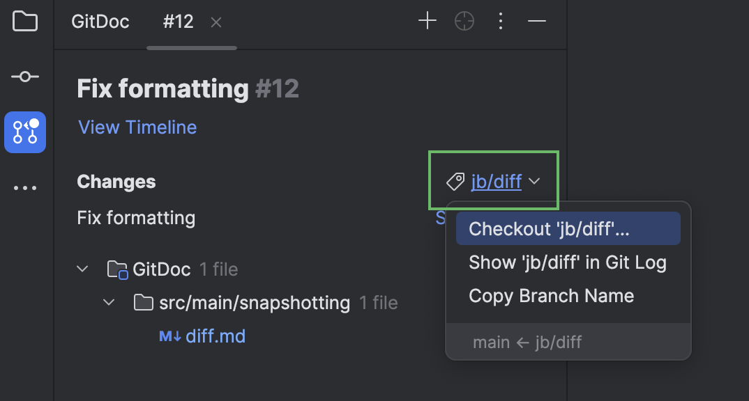 Create and merge GitHub pull requests | DataGrip Documentation