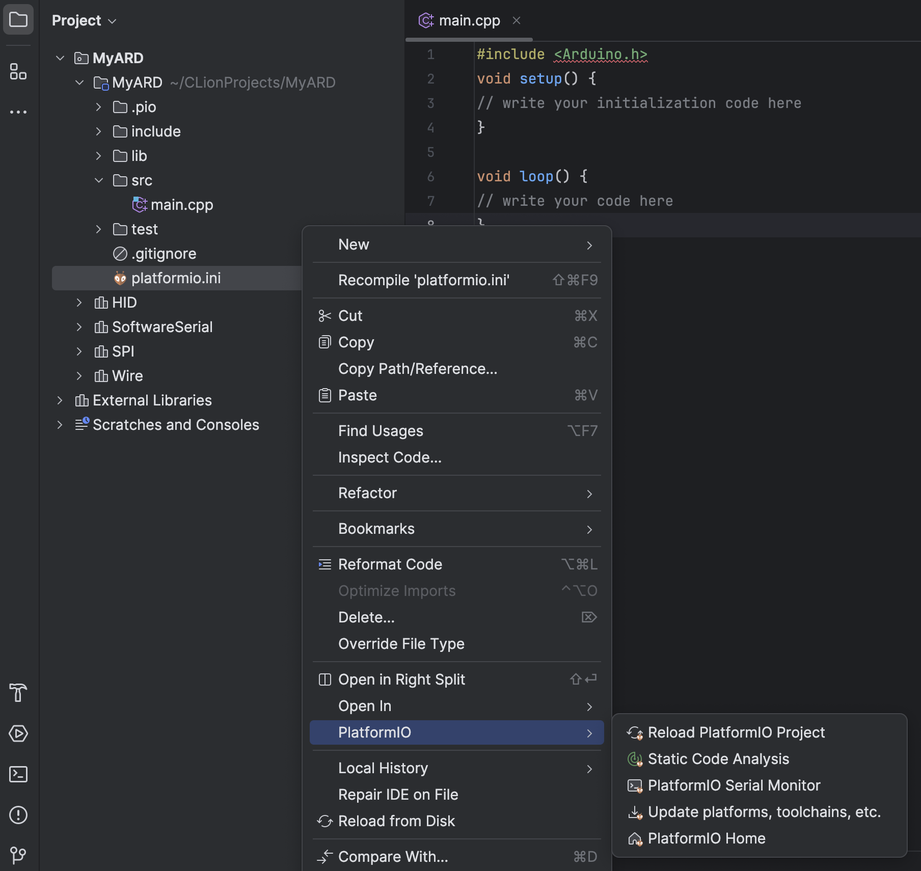 PlatformIO | CLion 文档