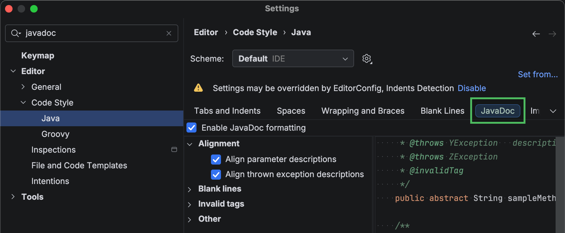Javadocs | IntelliJ IDEA Documentation