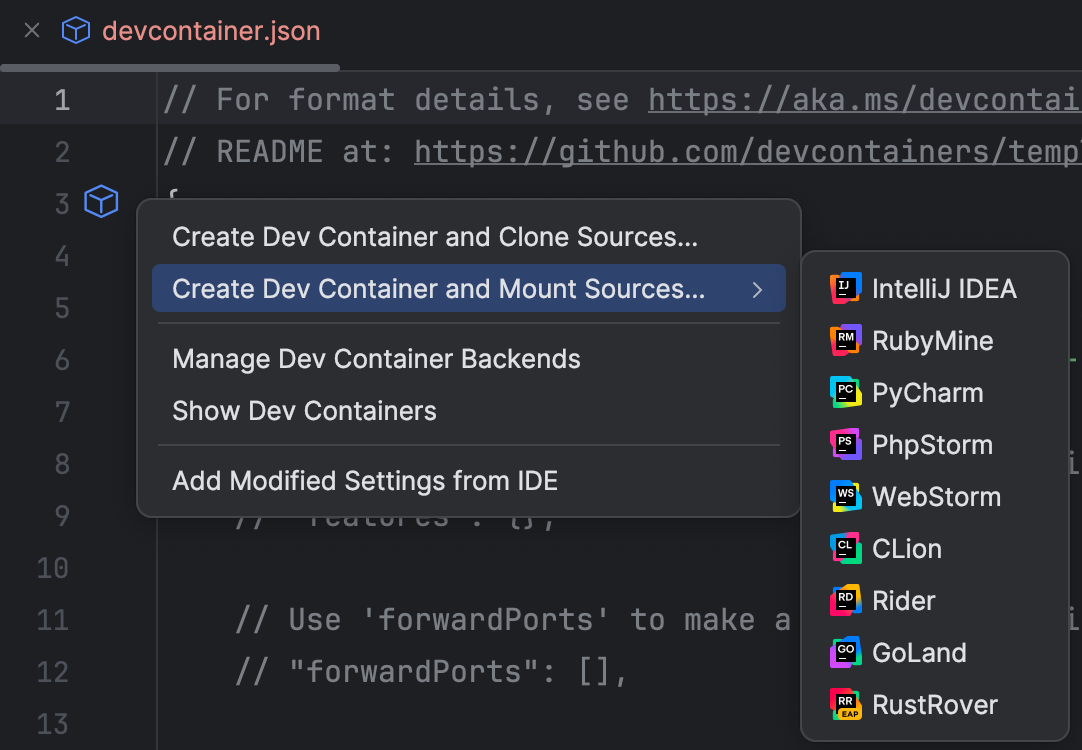 Start Dev Container inside IDE | IntelliJ IDEA Documentation