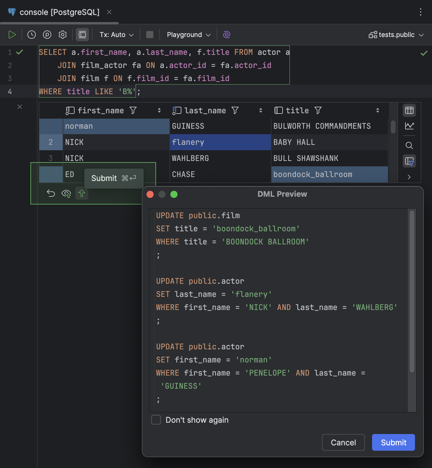 Query results | IntelliJ IDEA Documentation
