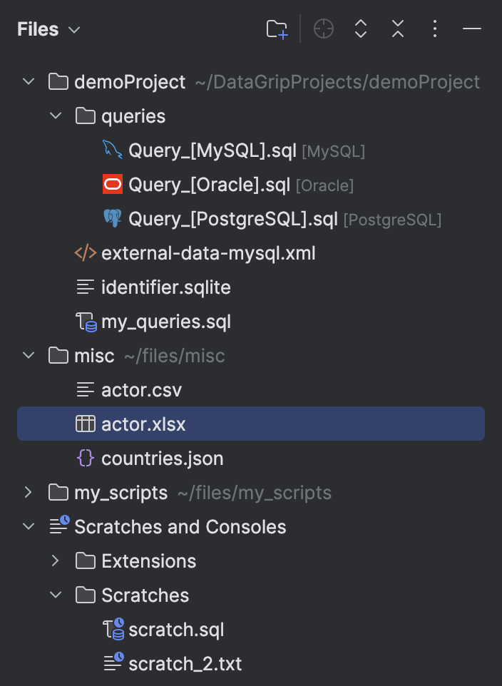 Files tool window | DataGrip Documentation